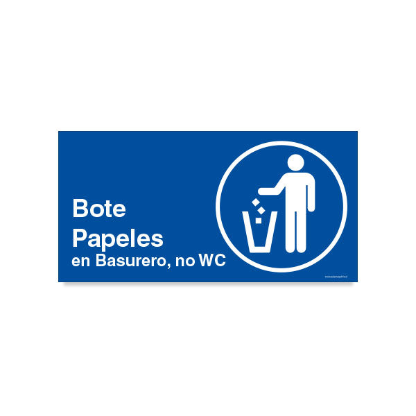 Bote Papeles en Basurero, no WC – Señaléticas Estampa